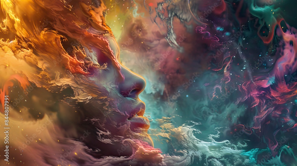 an image of a colorful dream that captures the surreal and psychedelic ...