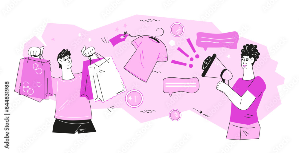 SMM market strategy and promotion in social networks, flat illustration ...