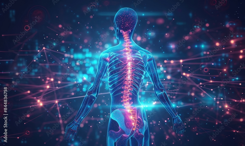 futuristic medical research of back spine back, spine, herniated disk ...