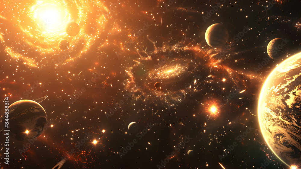 Our 3d Solar system with planets in orbits path. 3D solar system ...