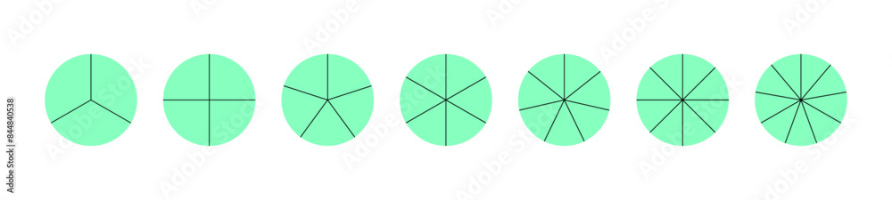 Pie chart with different segments in a circular diagram. wheel graph ...