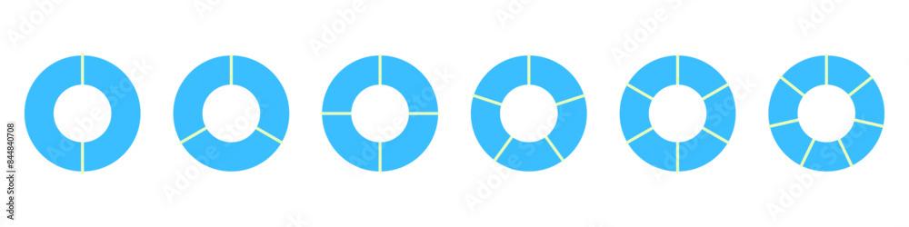 Pie chart with different segments in a circular diagram. wheel graph ...