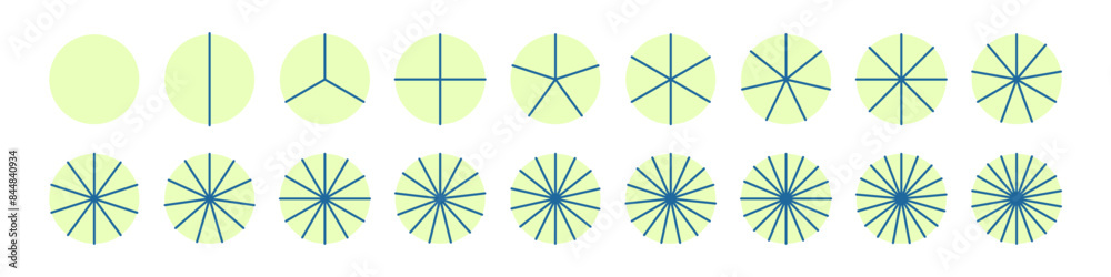 Pie chart with different segments in a circular diagram. wheel graph ...