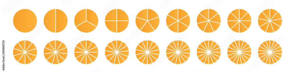Pie chart with different segments in a circular diagram. wheel graph ...