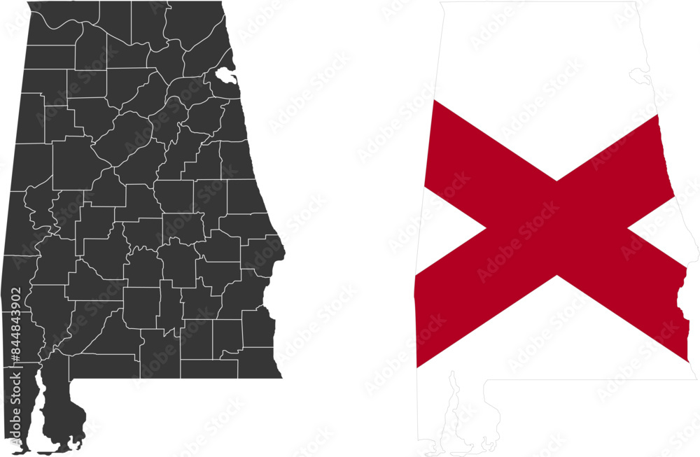 Alabama state of USA. Alabama flag and territory. States of America ...