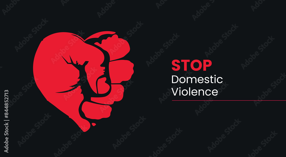 Stop, domestic violence, creative social issue, flat illustration ...