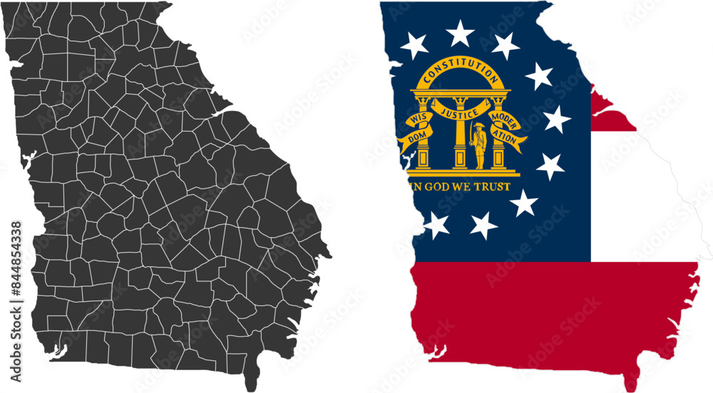 Georgia state of USA. Georgia flag and territory. States of America ...
