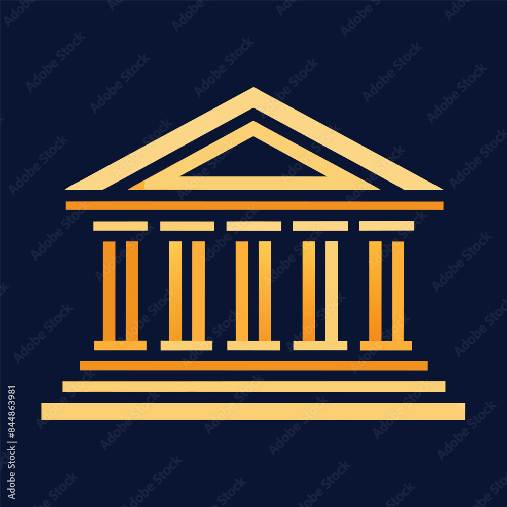 A minimalist illustration featuring a geometric design of a building ...