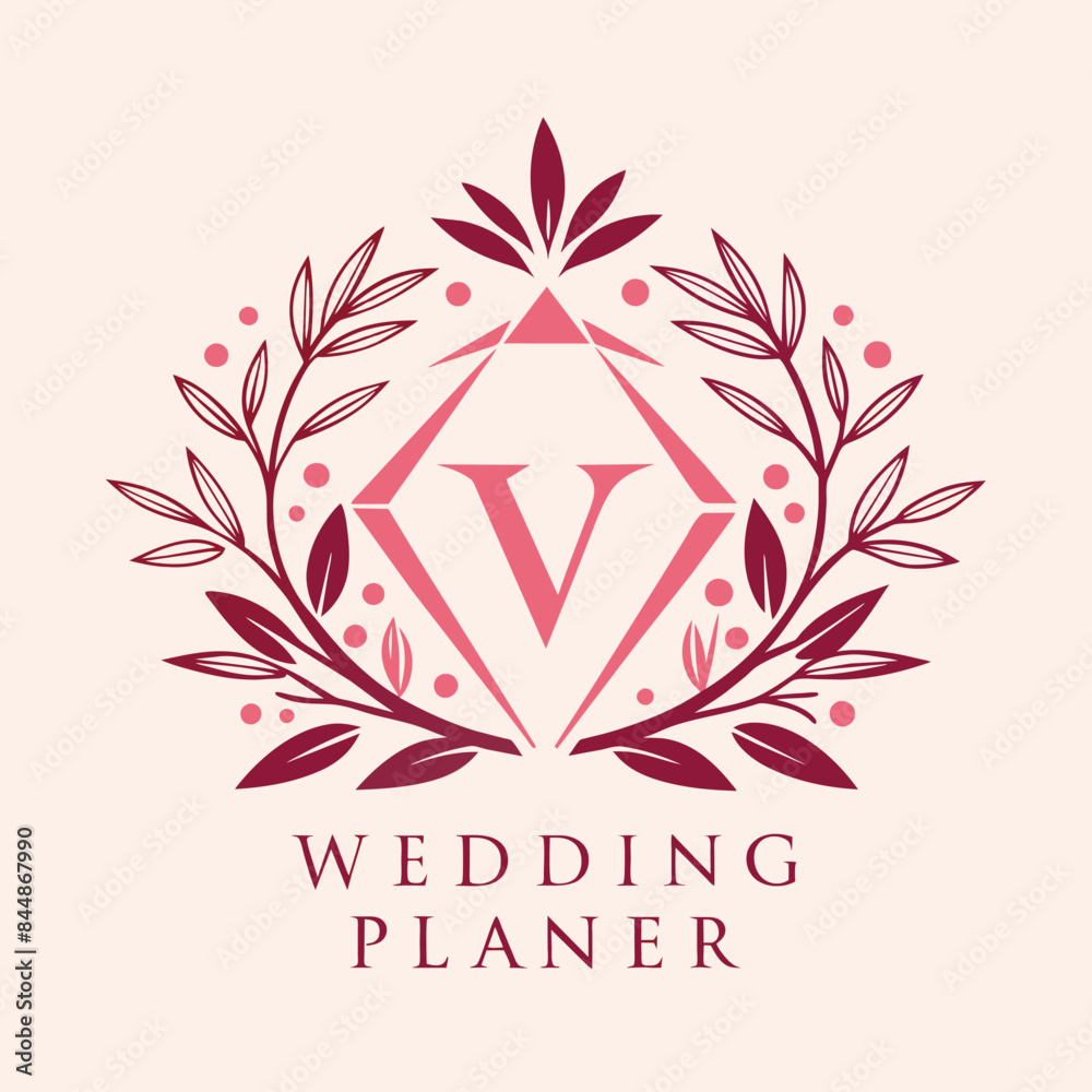 A clean and elegant logo design featuring a floral wreath surrounding a ...