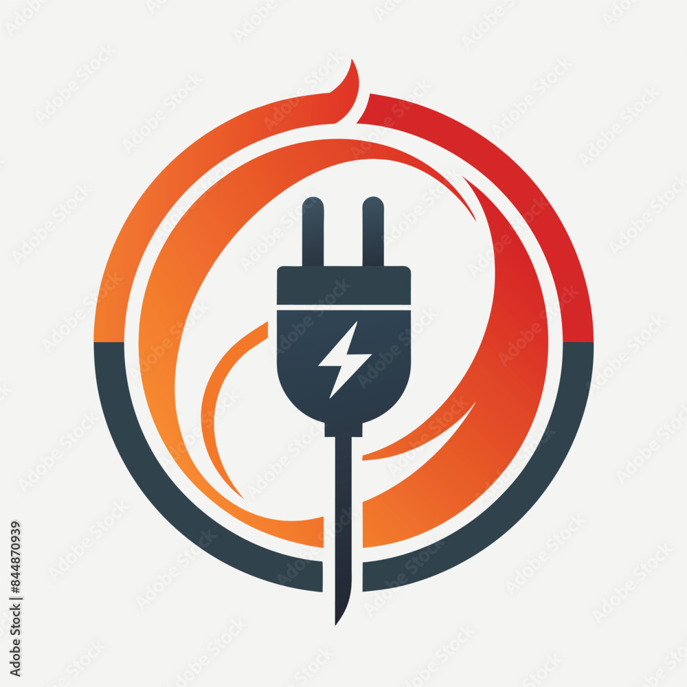 A modern logo design featuring an electric plug within a subtle ...