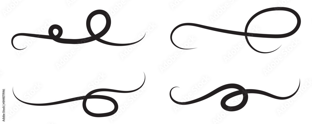 Set of Swoosh and swoop underline typography tails shape in flat styles ...