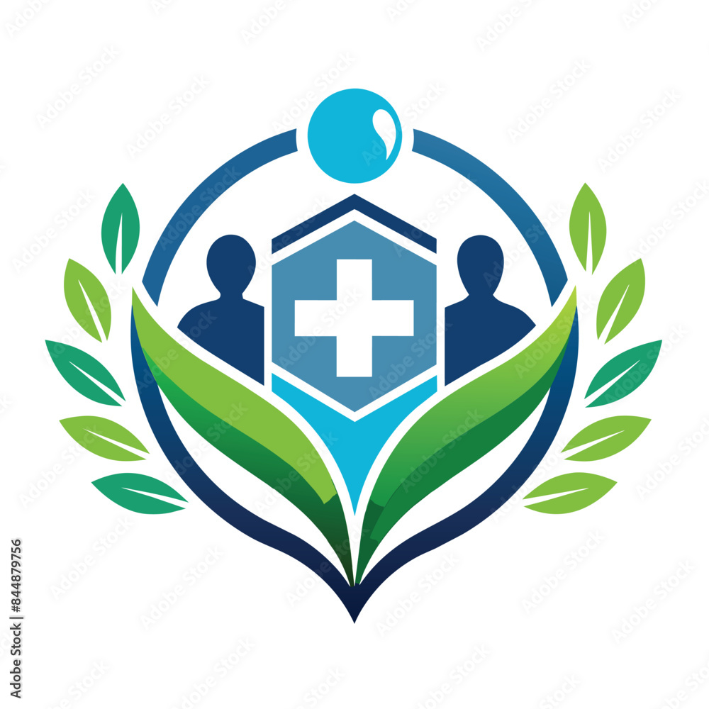 A colorful medical logo featuring a shield with two crosses and ...