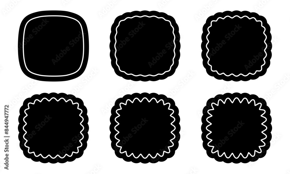 Set of squircles or squares shapes with wavy rounded borders and ...