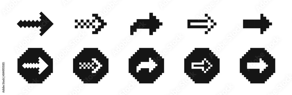 Pixel arrows. Vector pixelart arrows. 8 bit pixel arrows vector ...