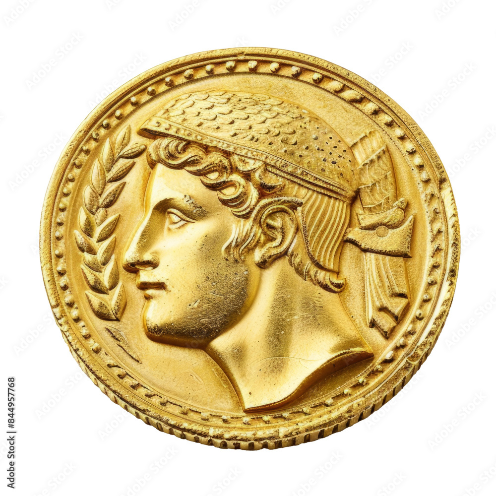 Ancient Greek gold coin, Alexander the Great, 3rd century BC, in white ...