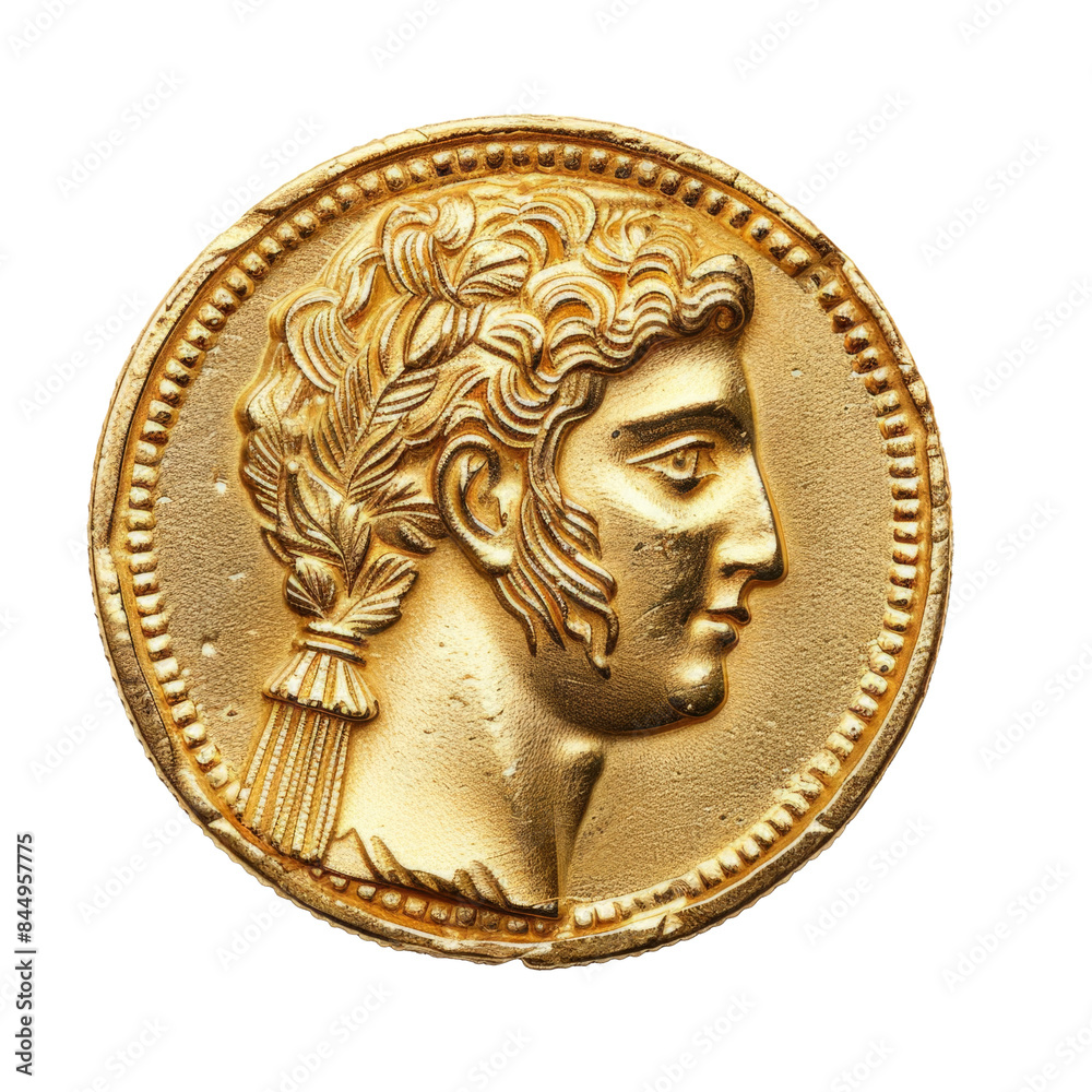 Ancient Greek gold coin, Alexander the Great, 3rd century BC, in white ...