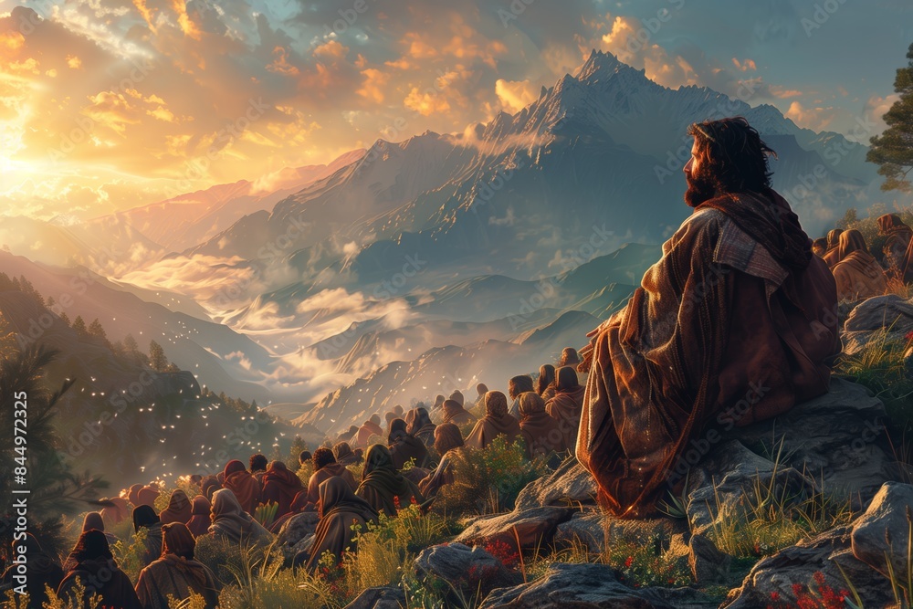 Jesus Illustrates Nature's Sermons with Parables: Generative Mountain ...