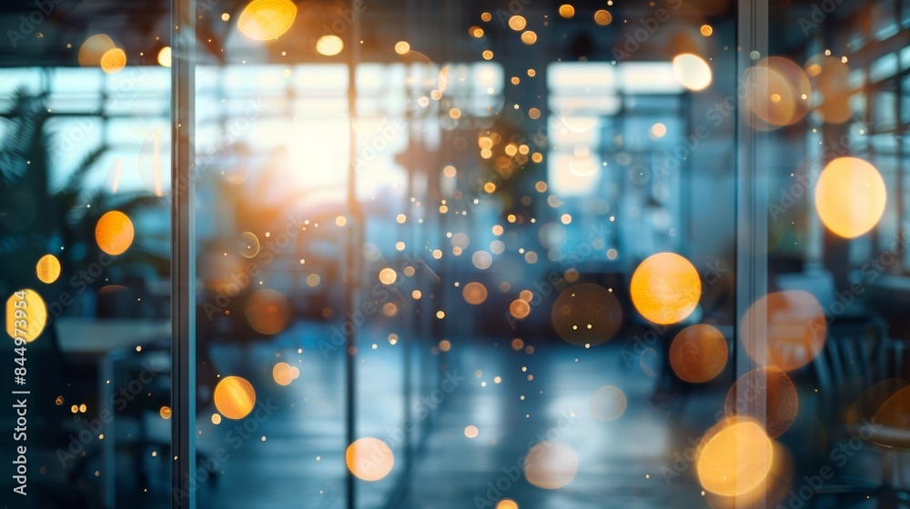 A dreamy bokeh effect sets the stage for an office filled with diverse ...