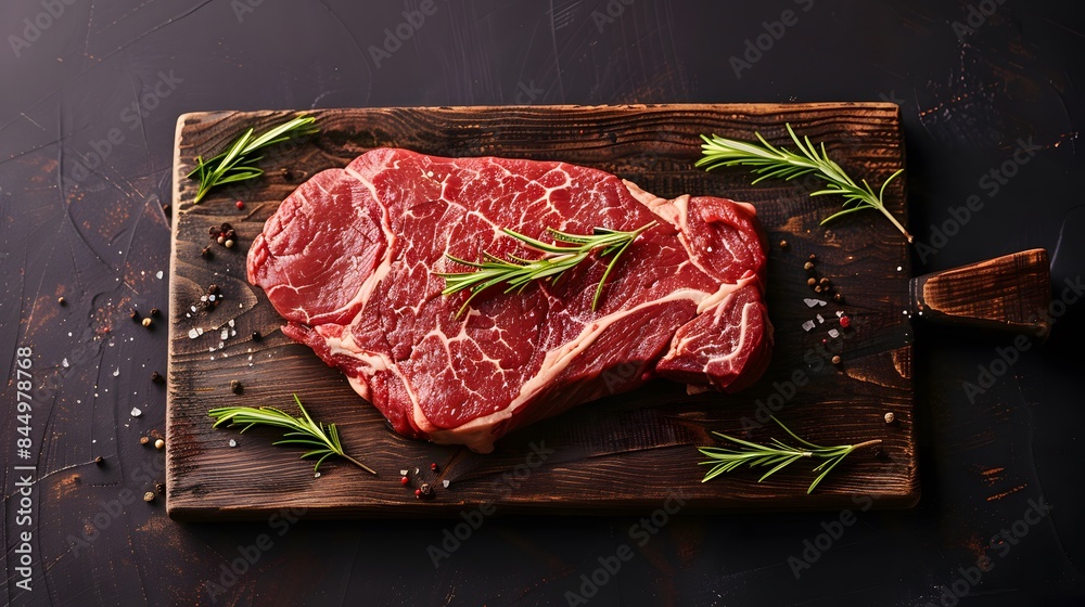usa map shaped steak beef cut on a wooden classical try, american meat ...