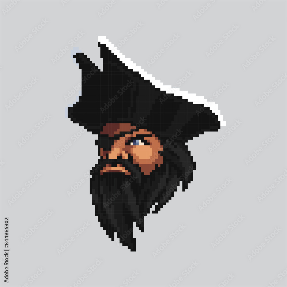 Pixel art illustration Pirate Head. Pixelated Pirate Character. Pirate ...