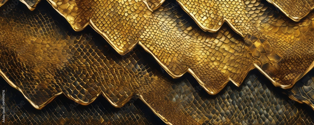 Gold and black python, snake or reptile skin background. King snake ...