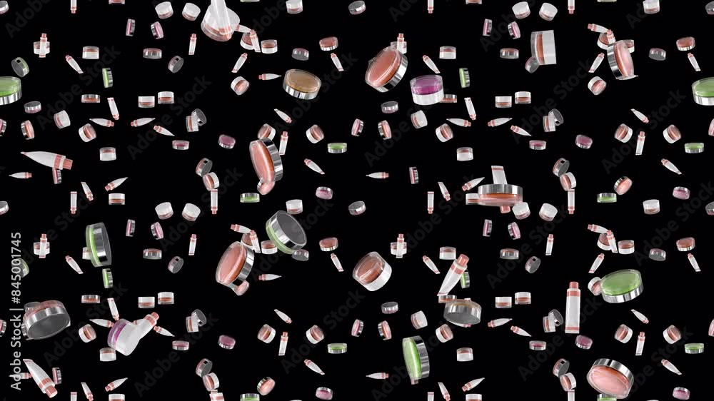 Skin care Beauty Product loop tile falling with alpha. This 3d ...