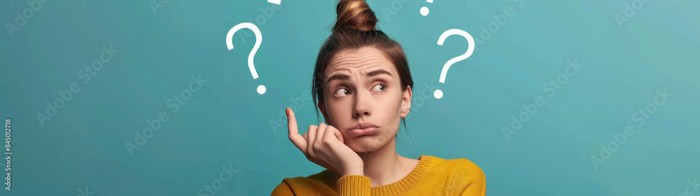 Curious Person Pondering with Question Marks, Close-up Shot Stock Photo ...