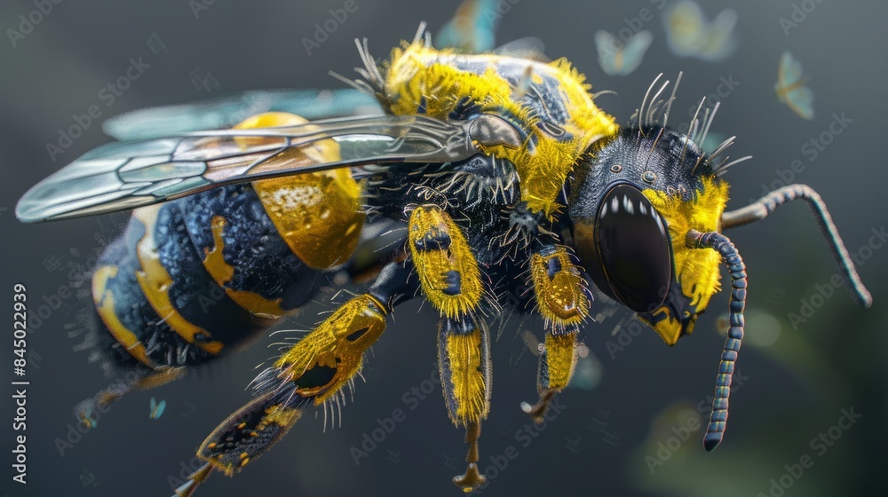 bee abdomen, highlighting color patterns and texture generative ai ...