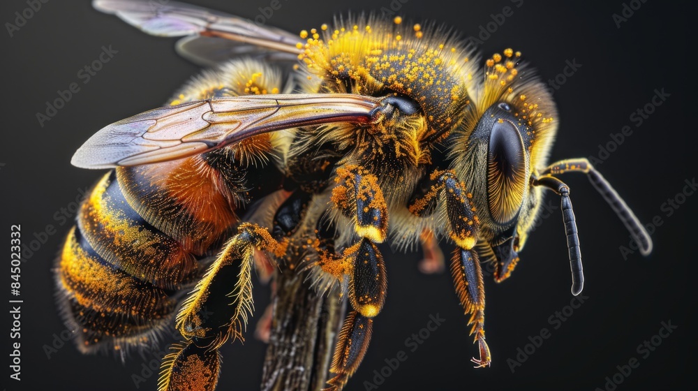 bee abdomen, highlighting color patterns and texture generative ai ...