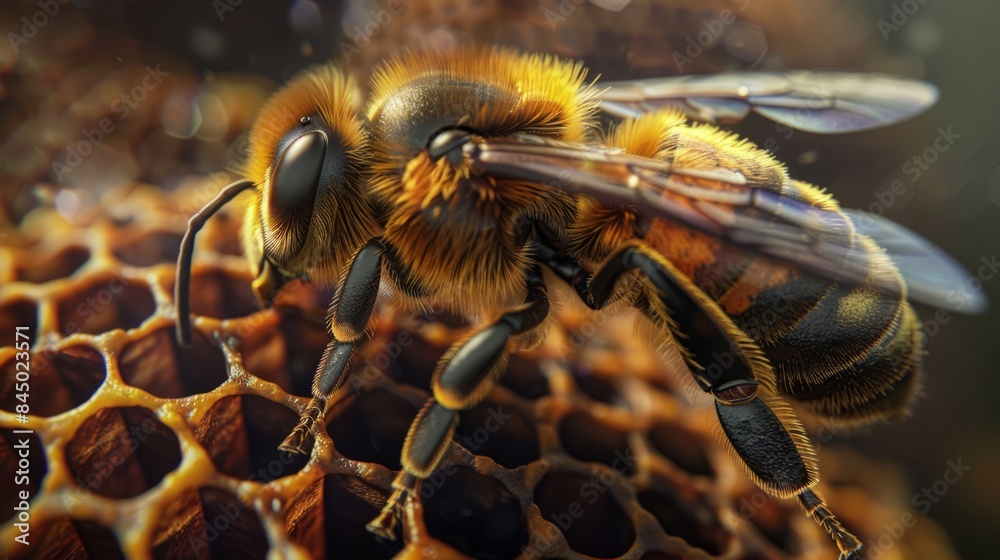 bee abdomen, highlighting color patterns and texture generative ai ...