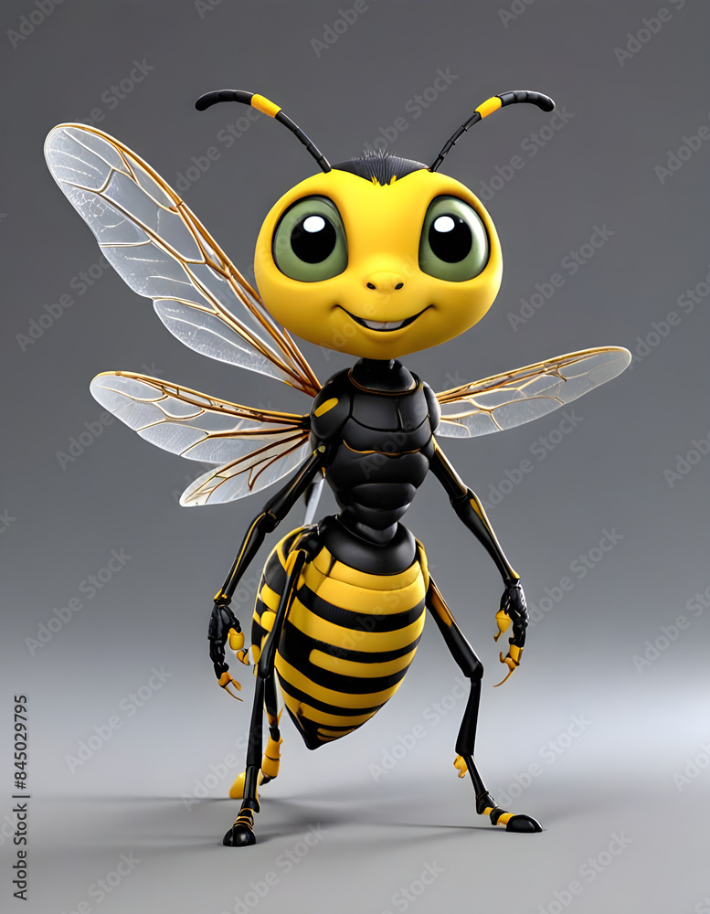 A 3D animated Cute Cartoon Wasp - Vespula Germanica Character 3D ...