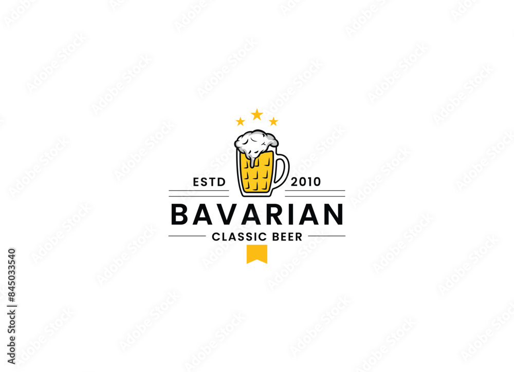 Fresh foamy craft beer glass circle vintage logo design template ...