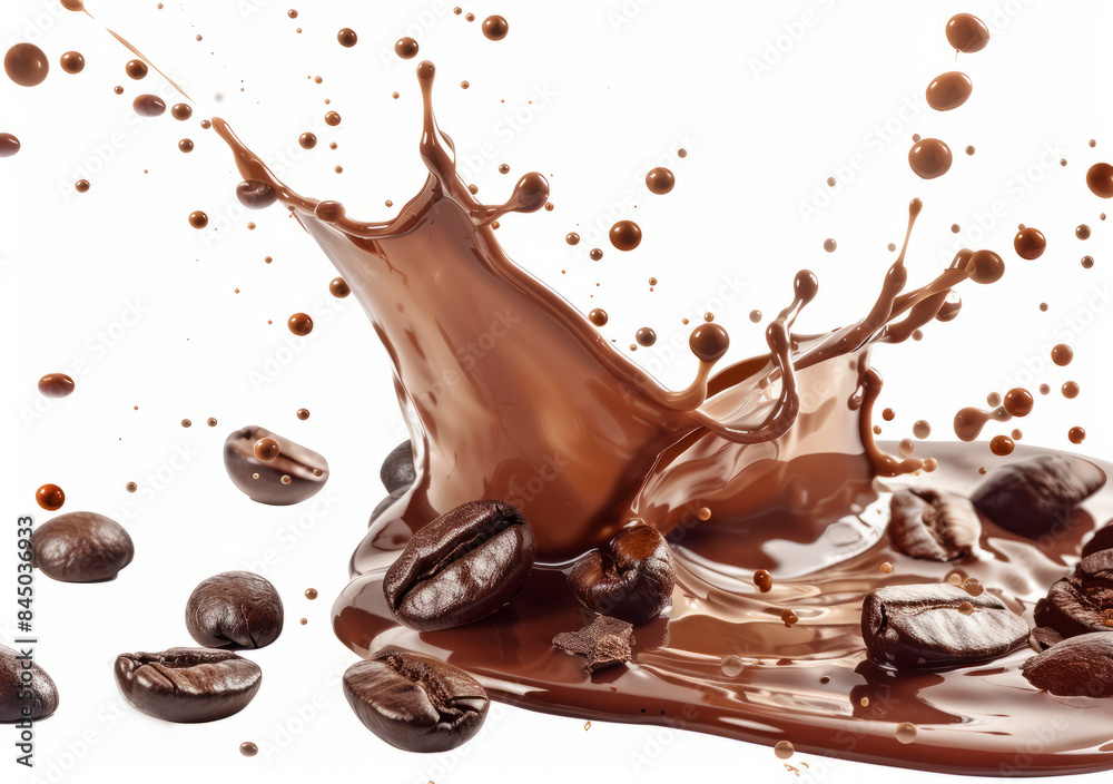realistic coffee beans with chocolate isolated background ...