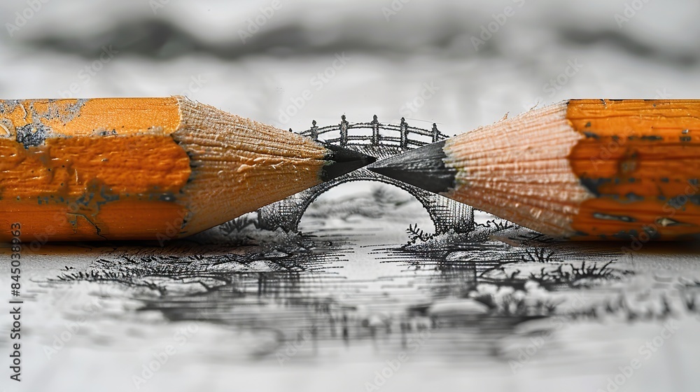 A pencil sketch of a bridge spanning a chasm symbolizes the overcoming ...