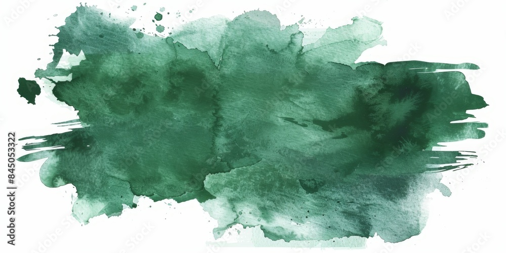 Abstract Watercolor Texture Elements on Deep Green Ink Background ...