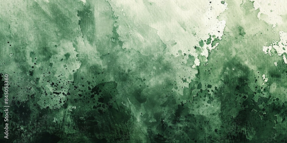 Abstract Watercolor Texture Elements on Deep Green Ink Background ...