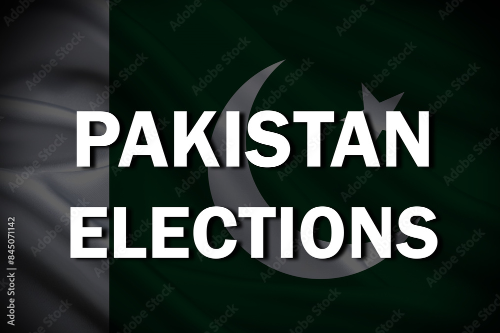 Pakistan Elections text with their wave flag on low opacity and dark ...
