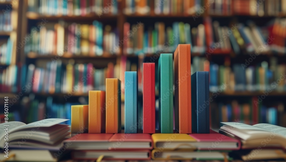 Emphasize the importance of education through a 3D bar graph textured ...