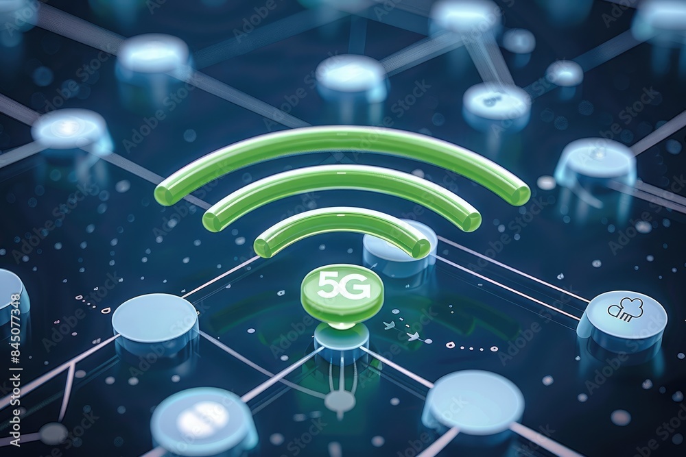 Text 5G, fifth generation of cellular technology, faster data speeds ...
