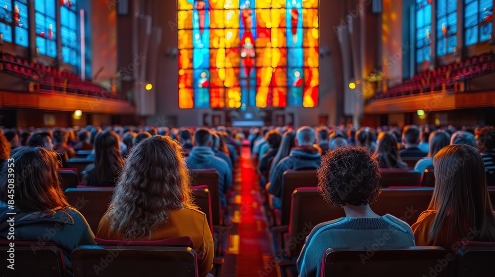 During a church service, a congregation shares the peace of Christ ...