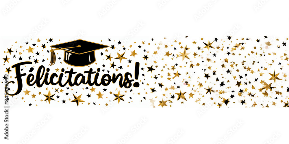 "Félicitations !" texte avec chapeau de graduation (étudiants ...