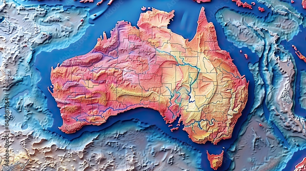 High-Resolution Physical Map of Australia Stock Illustration | Adobe Stock