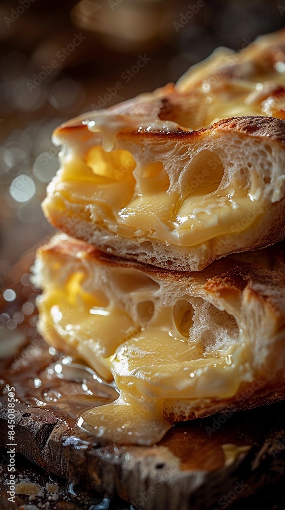 Bread with Butter, a slice of bread with a thick layer of creamy butter ...