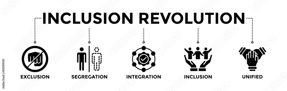 Inclusion revolution banner icons set. Vector graphic glyph style with ...