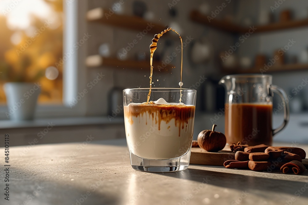 Iced coffee splash isolated on transparent background, delicious iced latte coffee drink ...