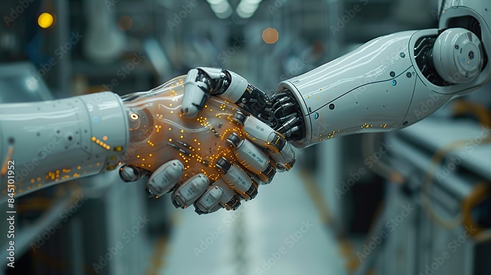 Human and robot collaborate in a research laboratory, epitomizing the ...