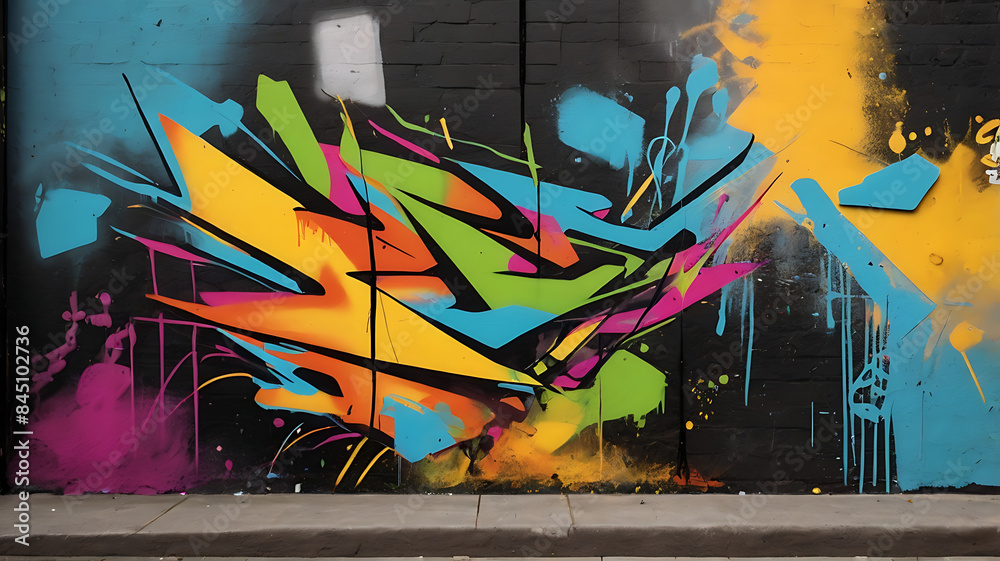an abstract art template inspired by urban graffiti, with bold spray ...
