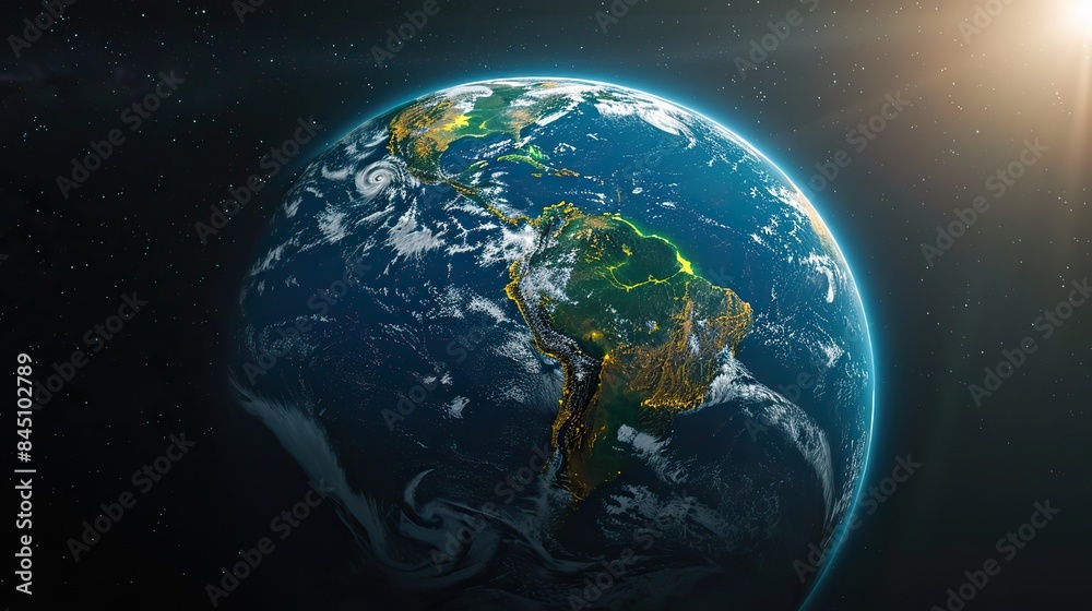 High-resolution satellite image of Earth focusing on the Amazon ...