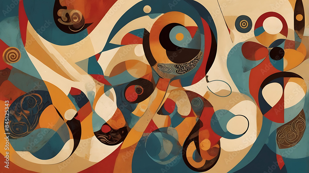an abstract art template that blends elements from different ethnic ...
