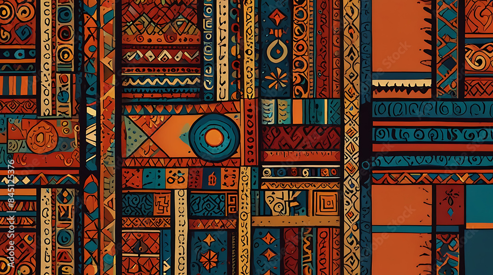 an abstract art template that blends elements from different ethnic ...